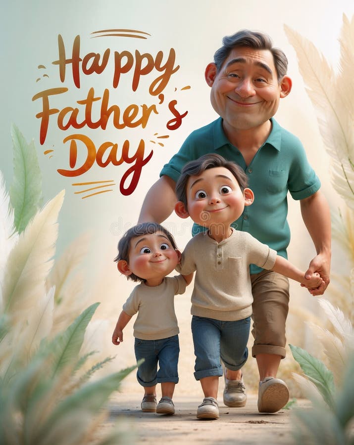 A Heartwarming 3D Render of a Smiling Father, with a Gentle Facial ...