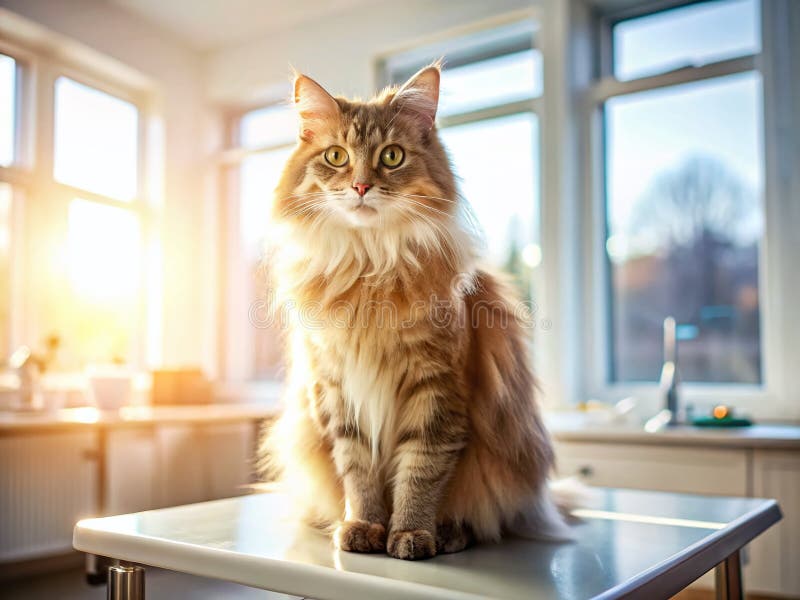 Relaxed Feline Patient Undergoing a Calm Veterinary Exam a Peaceful ...