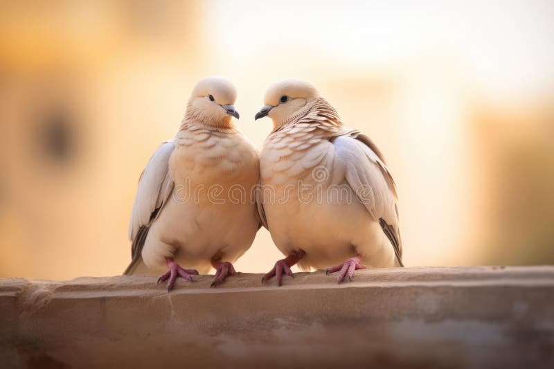 Affectionate Dove Couple on a Perch, AI Generated Stock Illustration ...