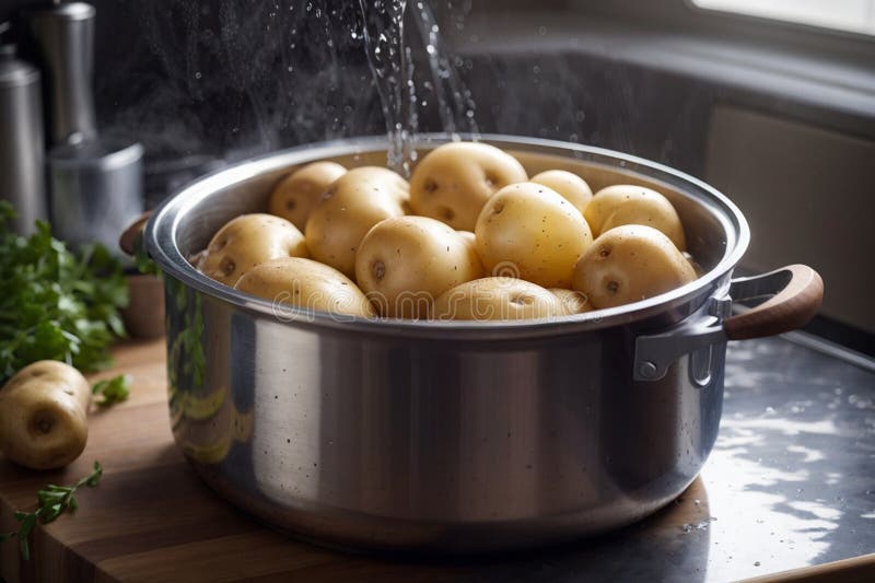 Potatoes Washing in a Pot on the Kitchen Stock Illustration ...
