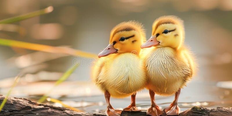 A Heartwarming Image of Two Cute Ducklings Standing Side by Side ...