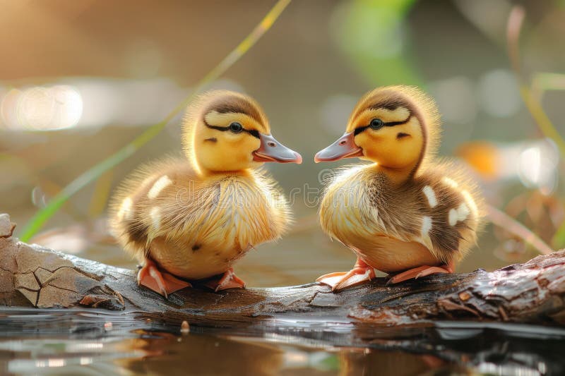 A Heartwarming Image of Two Cute Ducklings Standing Side by Side ...