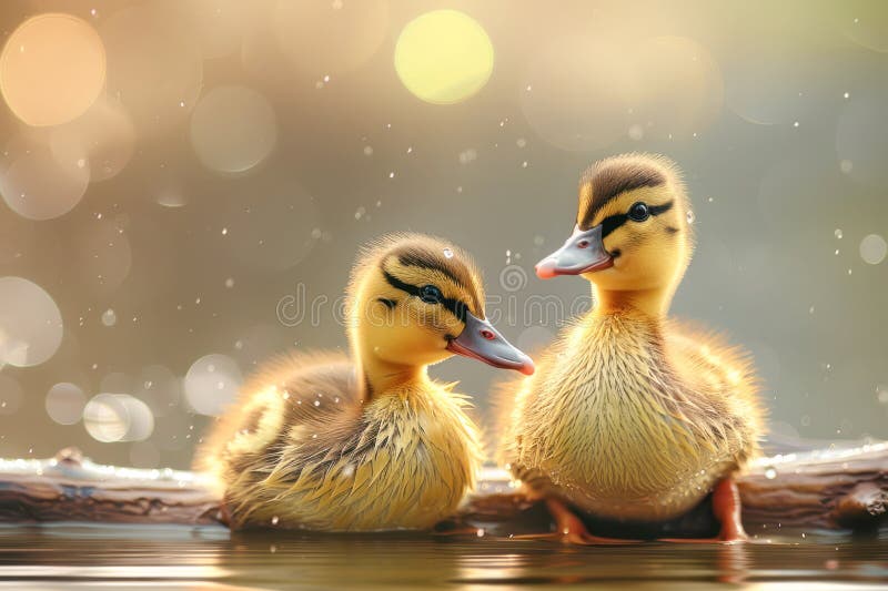 A Heartwarming Image of Two Cute Ducklings Standing Side by Side ...