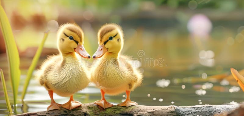 A Heartwarming Image of Two Cute Ducklings Standing Side by Side ...