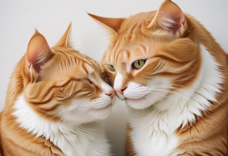 A Heartwarming Moment between Ginger Cat Companions Stock Illustration ...