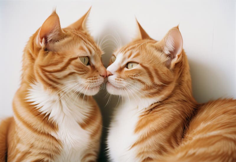 A Heartwarming Moment between Ginger Cat Companions Stock Illustration ...