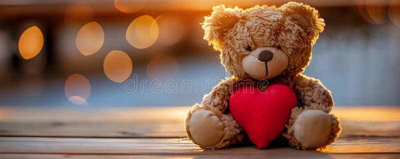 Heartwarming Scene: Sweet Teddy Bear on Wooden Table. Concept Teddy ...
