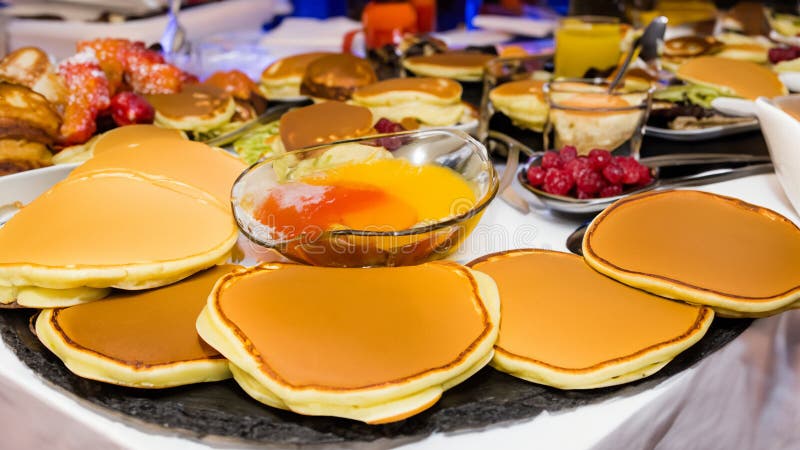 Hearty Breakfast Buffet with Pancakes. Generative Ai Stock Illustration ...