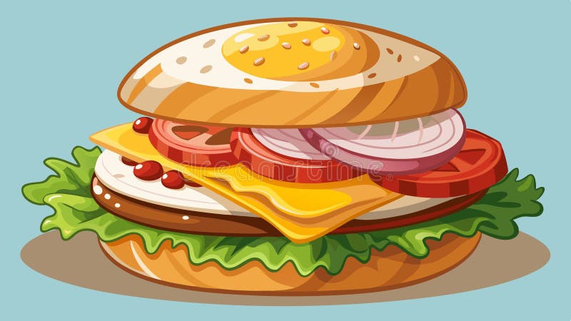 Hearty Breakfast Sandwich on Bagel Stock Vector - Illustration of ...