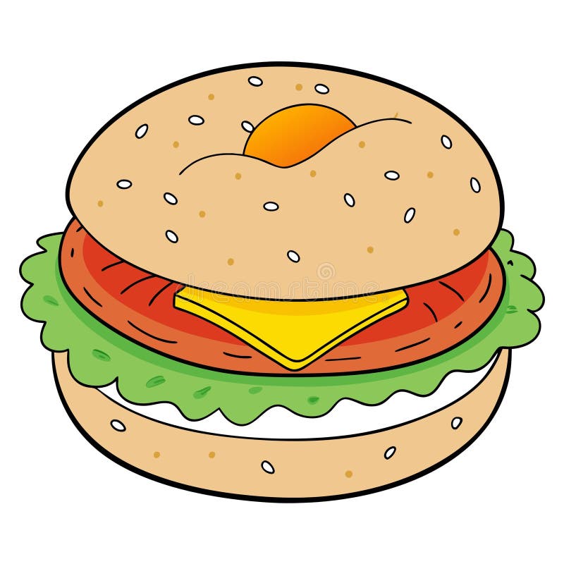 Hearty Breakfast Sandwich on Bagel Stock Vector - Illustration of ...
