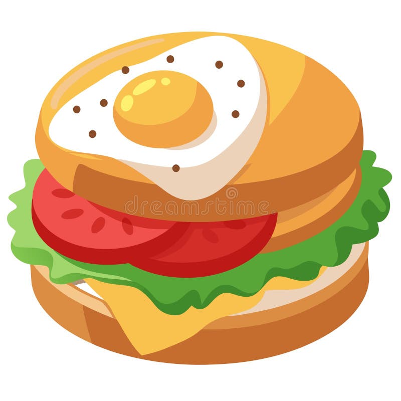 Hearty Breakfast Sandwich on Bagel Stock Vector - Illustration of ...