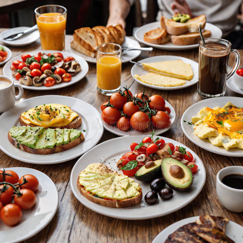 Hearty Breakfast with a Variety of Dishes. Artificial Intelligence ...