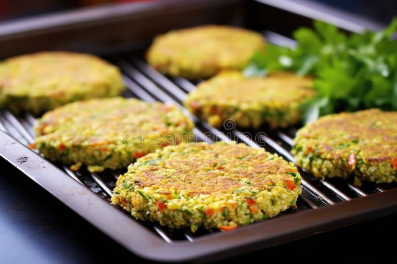Hearty Chickpea and Couscous Veggie Burger Patty Flip on Griddle Stock ...
