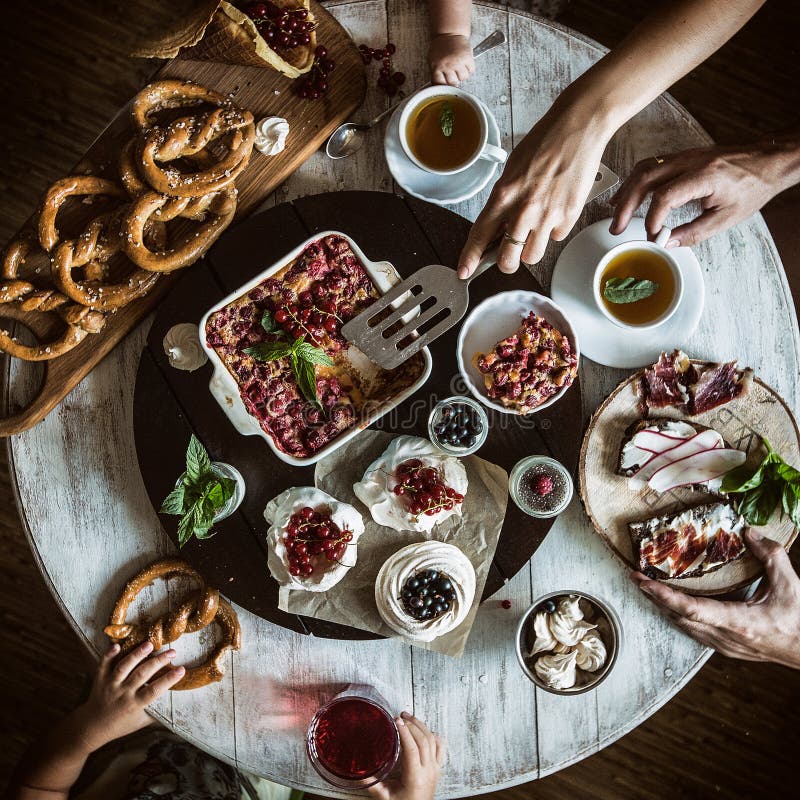 Hearty Family Breakfast Round Table Stock Photos - Free & Royalty-Free ...