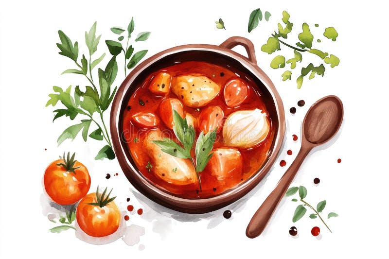 Hearty Vegetable Soup with Tomatoes and Herbs in Rustic Bowl Art Stock ...
