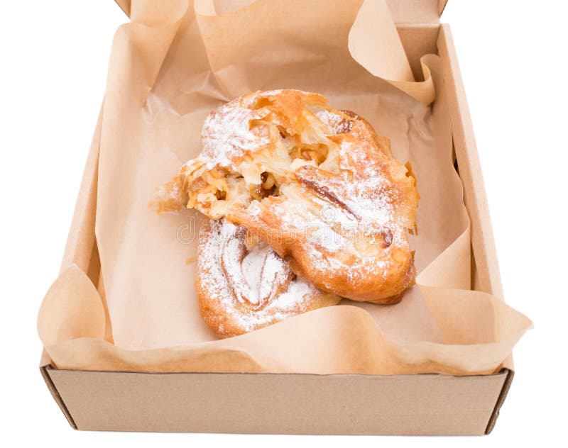 Heat Apple Puff Cake in Cardboard Box. Stock Image - Image of pastry ...