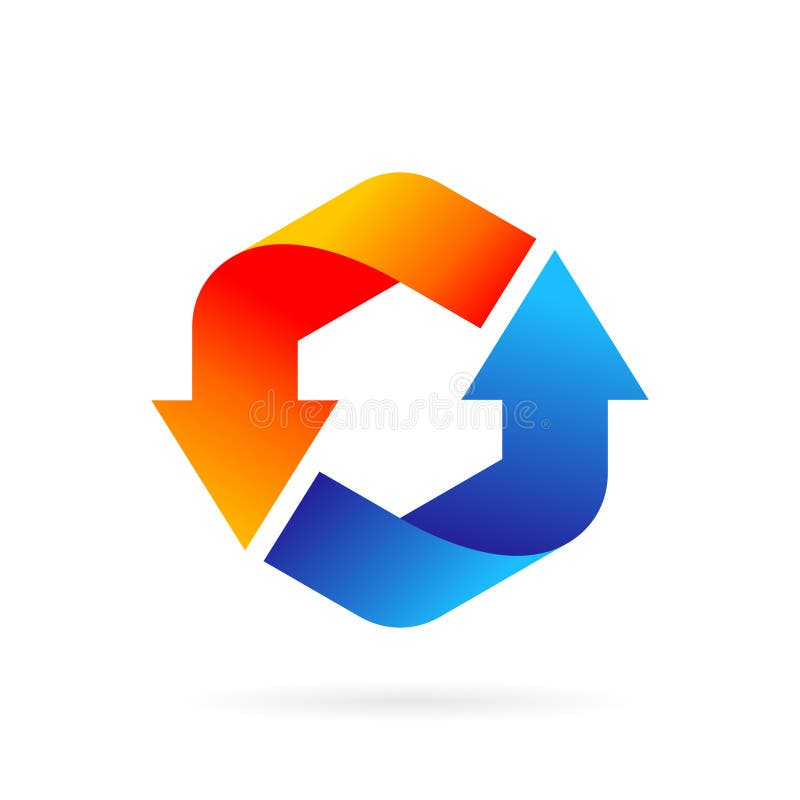 Heat and Cool Arrows Logo Forming Hexagon Symbol Stock Vector ...