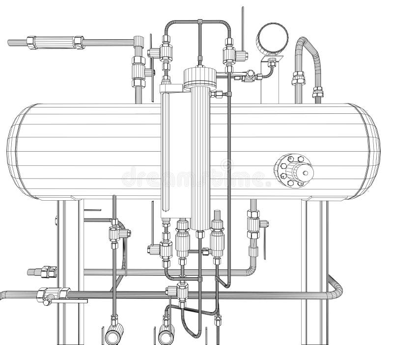 Gas Heat Exchanger in Refinery. Industrial Illustration in Flat Style ...