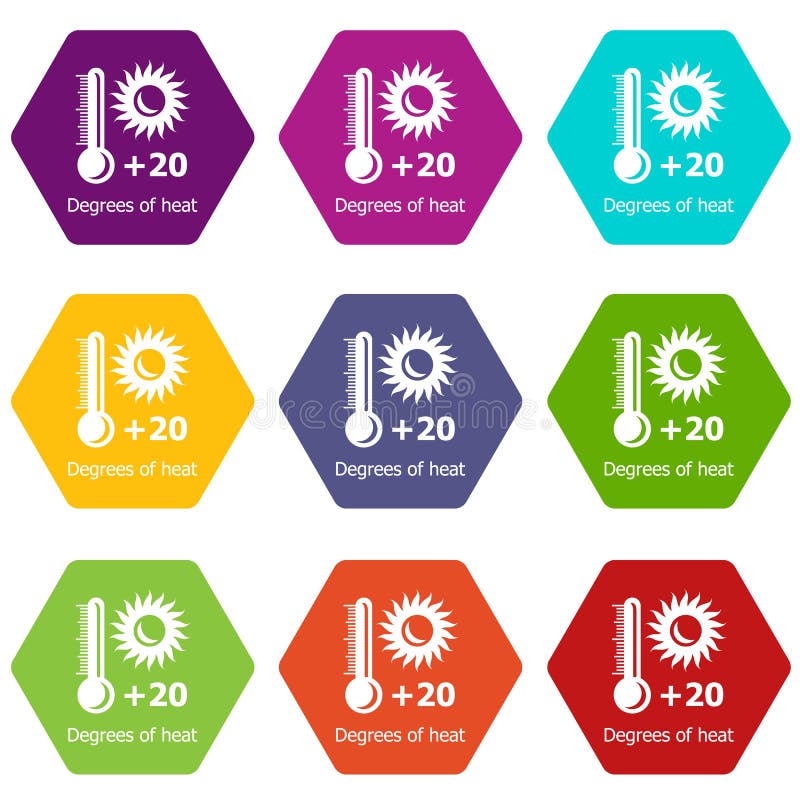 Heat icons set 9 vector stock vector. Illustration of indicator - 137773156