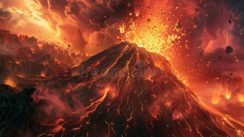 The Heat and Intensity of the Volcanic Eruption are Translated into a ...