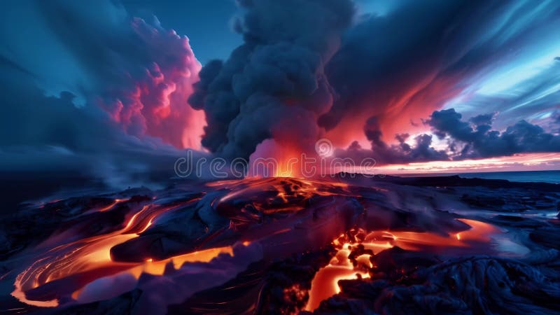 The Heat and Intensity of the Volcanic Eruption are Translated into a ...