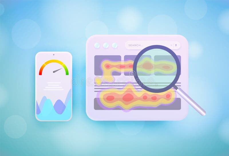 Heat Map and Page Speed Optimization Website Seo Tool 3d Concept ...