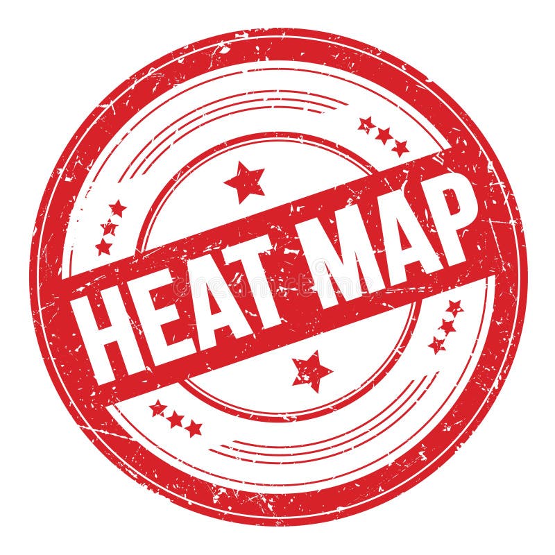 HEAT MAP Text on Red Round Grungy Stamp Stock Illustration ...