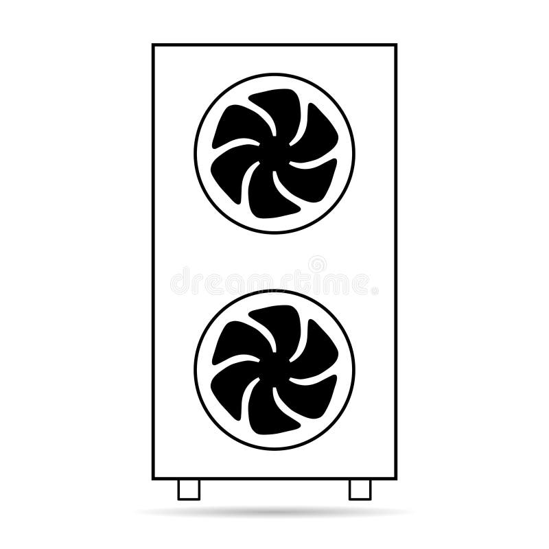 Heat Pump Air Source Shadow Icon, Cooling Electric System Machine, Cool Web Vector Illustration ...