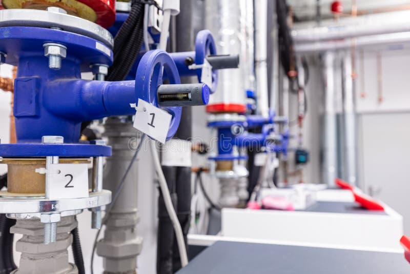 Heat Pump Room in Commercial Building Stock Photo - Image of modern ...