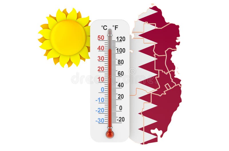 Heat in Qatar Concept. 3D Rendering Stock Illustration - Illustration ...