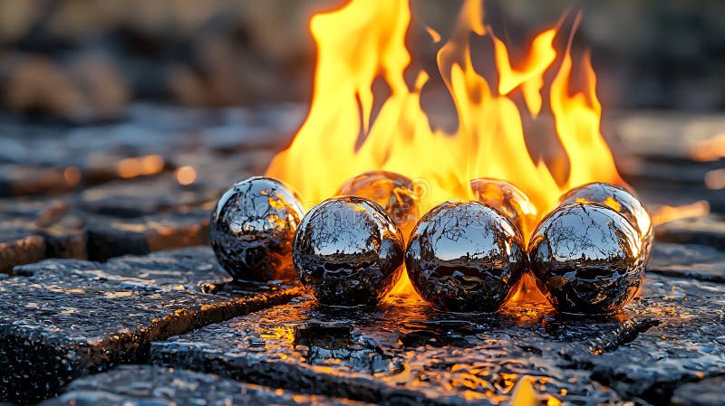 Heat Resistant Ceramic Spheres Under Intense Flame Stock Illustration ...