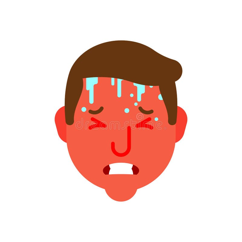 Sick With Cold or Flu Face stock illustration. Illustration of drawn ...