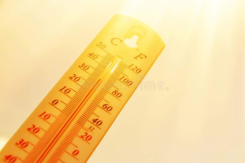 Heat, Thermometer Shows the Temperature is Hot in the Sky, Summer Stock ...