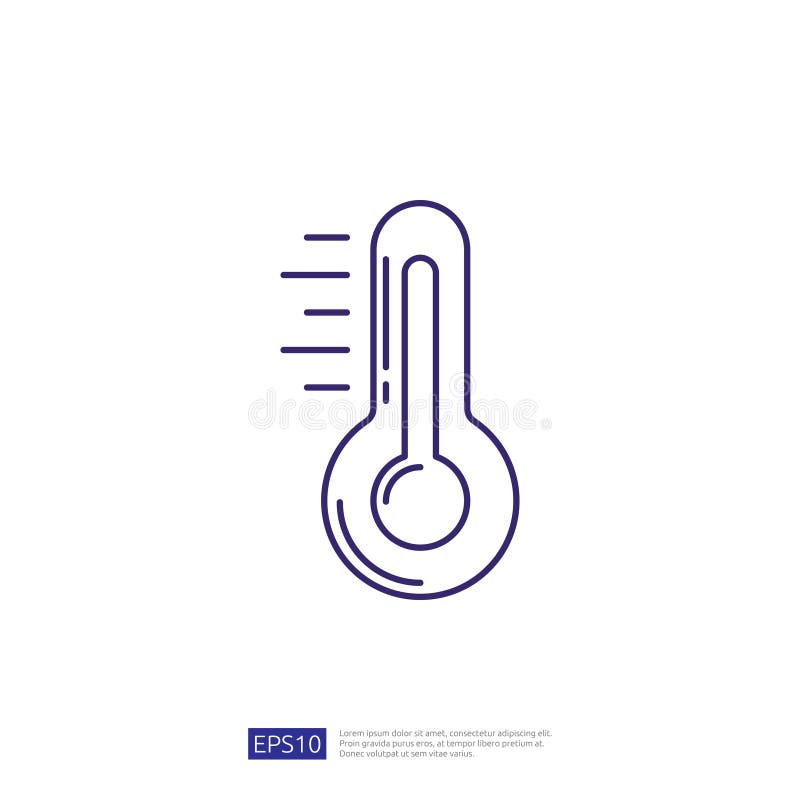Heat Thermometer Vector Line Icon Stock Vector - Illustration of ...