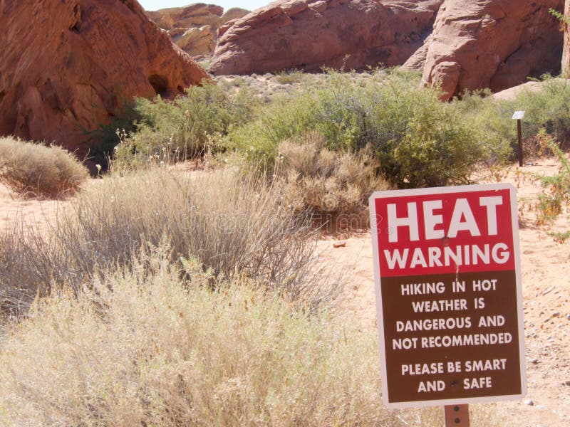 Heat Warning Sign in a Hiking Area Stock Photo - Image of safety, hike ...