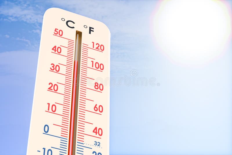 Heat Wave Concept with Thermometer, 3D Rendering Stock Illustration ...