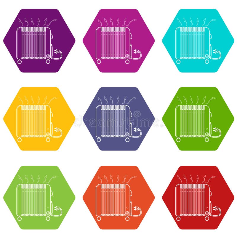 Heater icons set 9 vector stock vector. Illustration of household ...