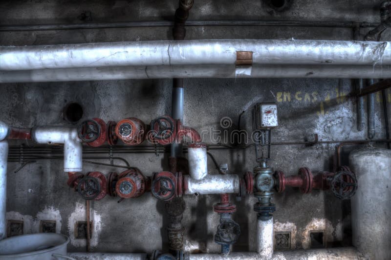 Heater Pipes and Red Handle Stock Image - Image of catacombs, railway ...