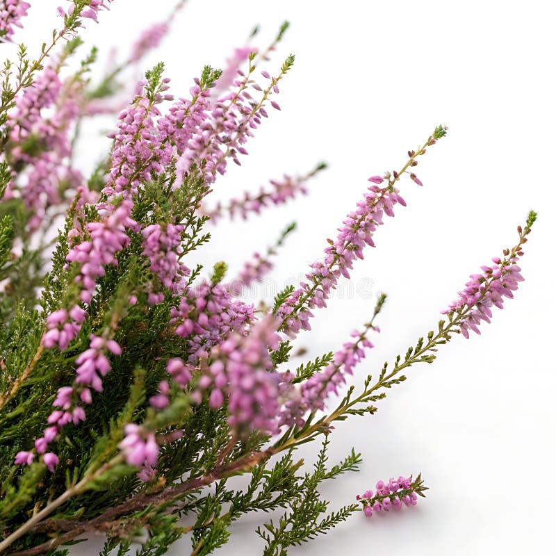 Heather Flower in White Background Pink Heather Flowers on White ...