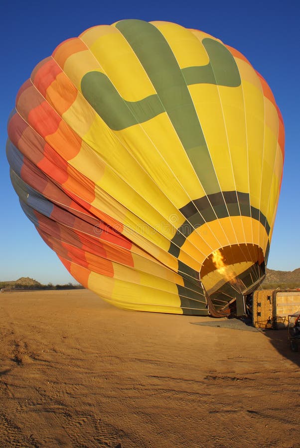 Hot Air Balloon in Sky with Sunrise Above the Arizona Desert. Stock ...