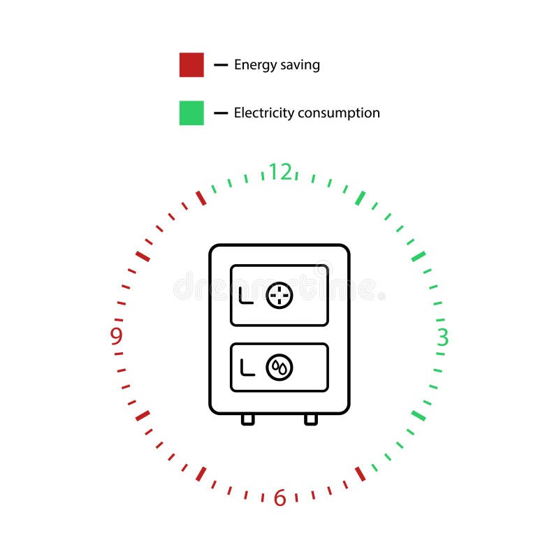 Heating Boiler Linear Icon. Energy Saving Stock Vector - Illustration ...