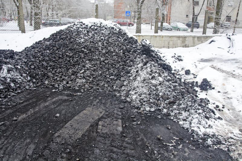 Coal for Heating Under the Snow Stock Image - Image of pile, material ...