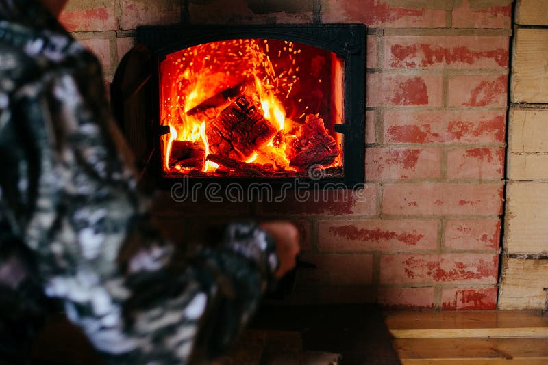 Heating Concept. Fire from the Furnace. Firewood in the Oven. Stock ...