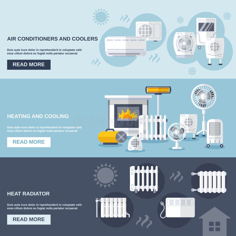 Heating and Cooling Banner stock vector. Illustration of bookmark ...
