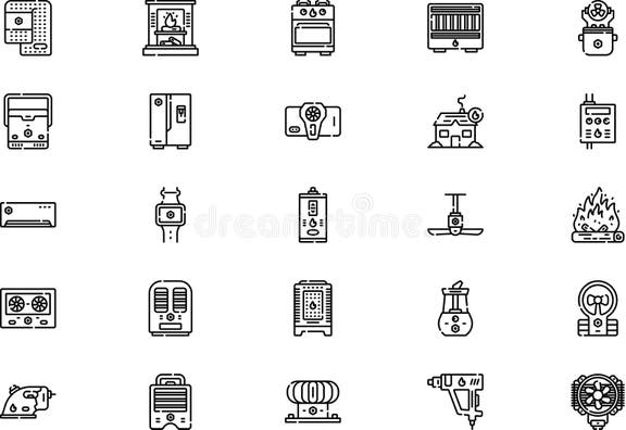Heating and Cooling Icons Collection is a Vector Illustration with ...