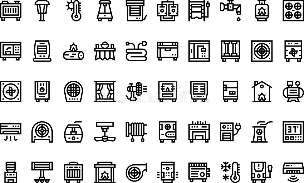 Heating and Cooling Icons High-Quality Vector Icons Collection with ...