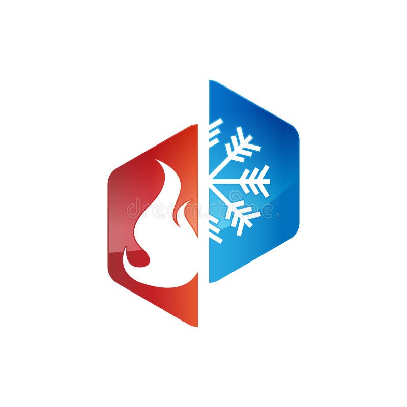 Heating and Cooling Icons Set. Stock Illustration - Illustration of ...