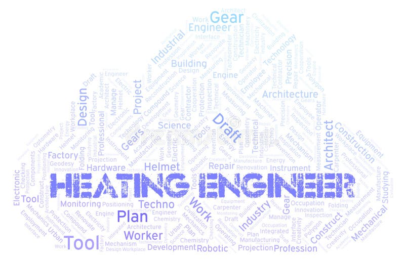Heating Engineer Typography Word Cloud Create with the Text only Stock ...