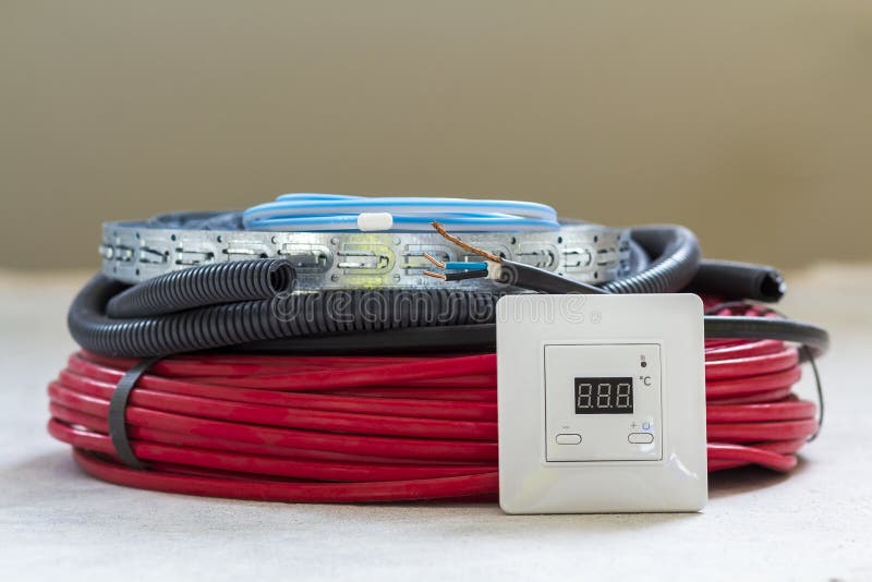 Heating Floor System, Cables and Control Panel. Renovation and C Stock ...