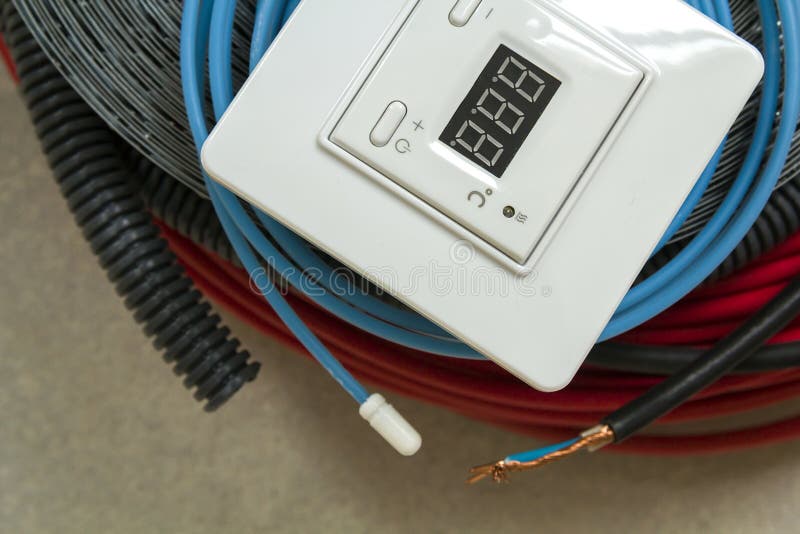 Heating Floor System Wires, Cables and Control Panel. Renovation and ...